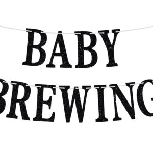 A Baby is Brewing Banner, Halloween Theme Baby First Birthday/Baby Shower/Gender Reveal/Pregnancy Celebration Party Decoration Supplies, Black Glitter