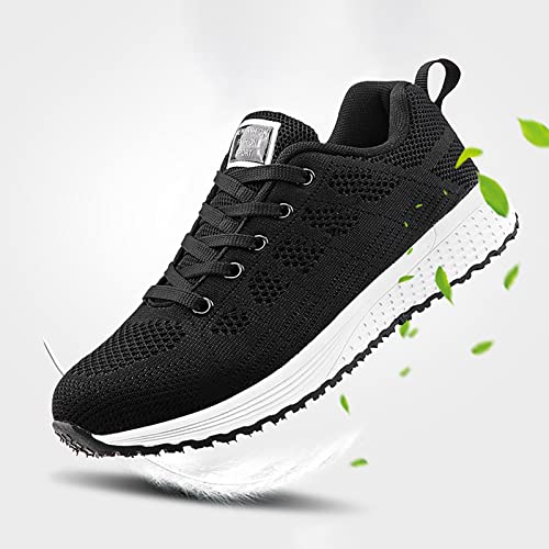 Womens Sneakers Durable Non Slip Sneakers Mesh Breathable Round Toe Sports Shoes Fashion Wide Width Sneakers Loafers Ladies Lightweight Soft Sole Trail Running Jogging Shoes