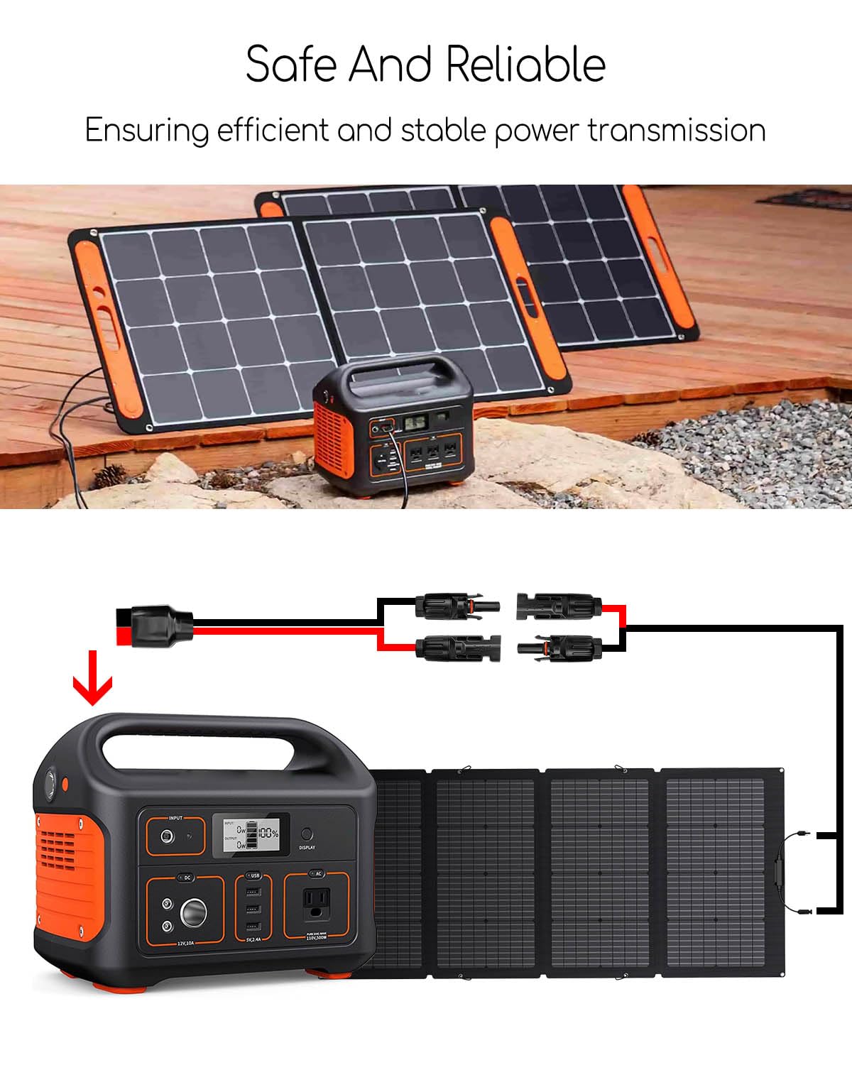 12Ft Solar Panel Charge Cable Fit for Anderson Adapter and Solar Connectors, 10AWG Charge Extension Cable for Portable Power Stations Solar Generators (Vertical Head)