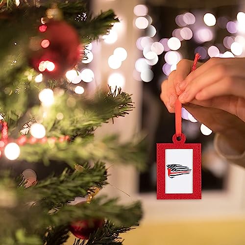 Firefighter Red Line American Flag Christmas Photo Frames Ornament Felt Hanging Picture Frame Christmas Tree Hanging Decor 2PCS