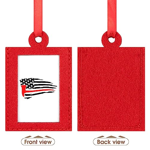 Firefighter Red Line American Flag Christmas Photo Frames Ornament Felt Hanging Picture Frame Christmas Tree Hanging Decor 2PCS