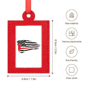 Firefighter Red Line American Flag Christmas Photo Frames Ornament Felt Hanging Picture Frame Christmas Tree Hanging Decor 2PCS