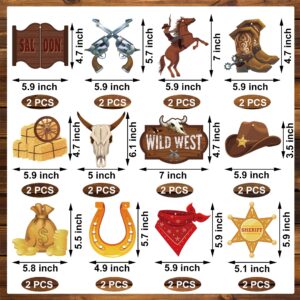 26 Pieces Western Party Decorations West Cowboy Banners Hanging Swirls Wild West Banners Yee Haw Ceiling Streamers for Boys Birthday Western Baby Shower Party Decor