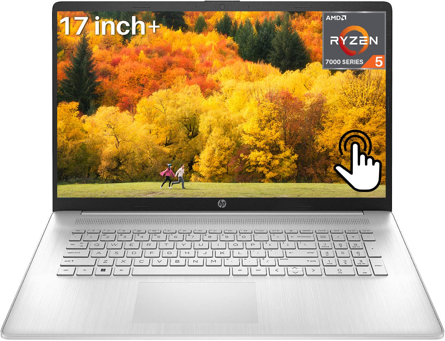 HP 2023 Newest Touchscreen Business Laptop, 17.3 Inch HD+ Display, AMD Ryzen 5 7530U Processor(Beats i7-1165G7), 16GB RAM, 1TB SSD, Wi-Fi 6, Anti-Glare, Webcam, Windows 11 Home, Bundle with JAWFOAL