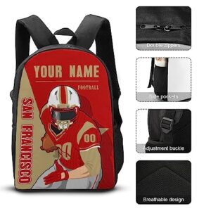 Quzeoxb San Francisco Custom Backpack 3pcs Bag Set Laptop Bag Personalized Name Number Lunch Box and Pencil Case Men Women Fan Gifts