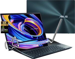 asus zenbook pro duo 15.6'' oled 4k(3840 x 2160) touch laptop, 14-core i7-12700h, nvidia geforce rtx 3060, 16gb lpddr5 ram, 2tb ssd, screenpad plus, win11, w stylus (16gb ram | 2tb pcie ssd)