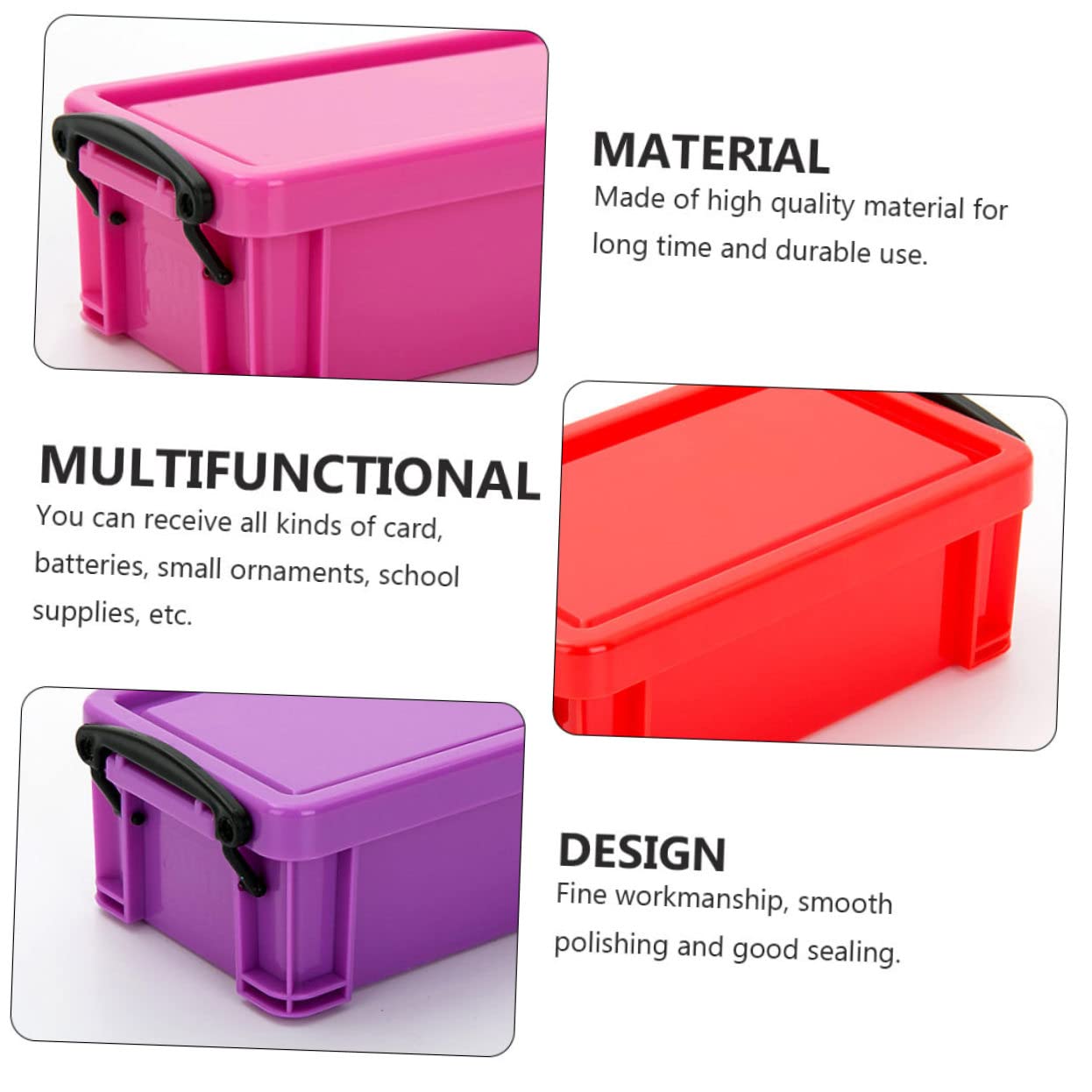 Alipis 3pcs Plastic Storage Box Plastic to Go Containers Mini Plastic Containers Plastic Organizer Box Storage Container with Lid Clothes Storage Bins Plastic Storage Bin with Lid Desktop