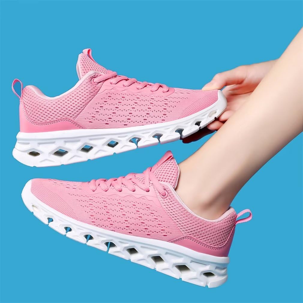 GSLMOLN Women Sport Running Shoes Non Slip Fashion Casual Atheltic Walking Tennis Sneakers Pink Size 9.5