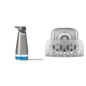 oxo good grips stainless steel foaming soap dispenser and stronghold suction sponge holder