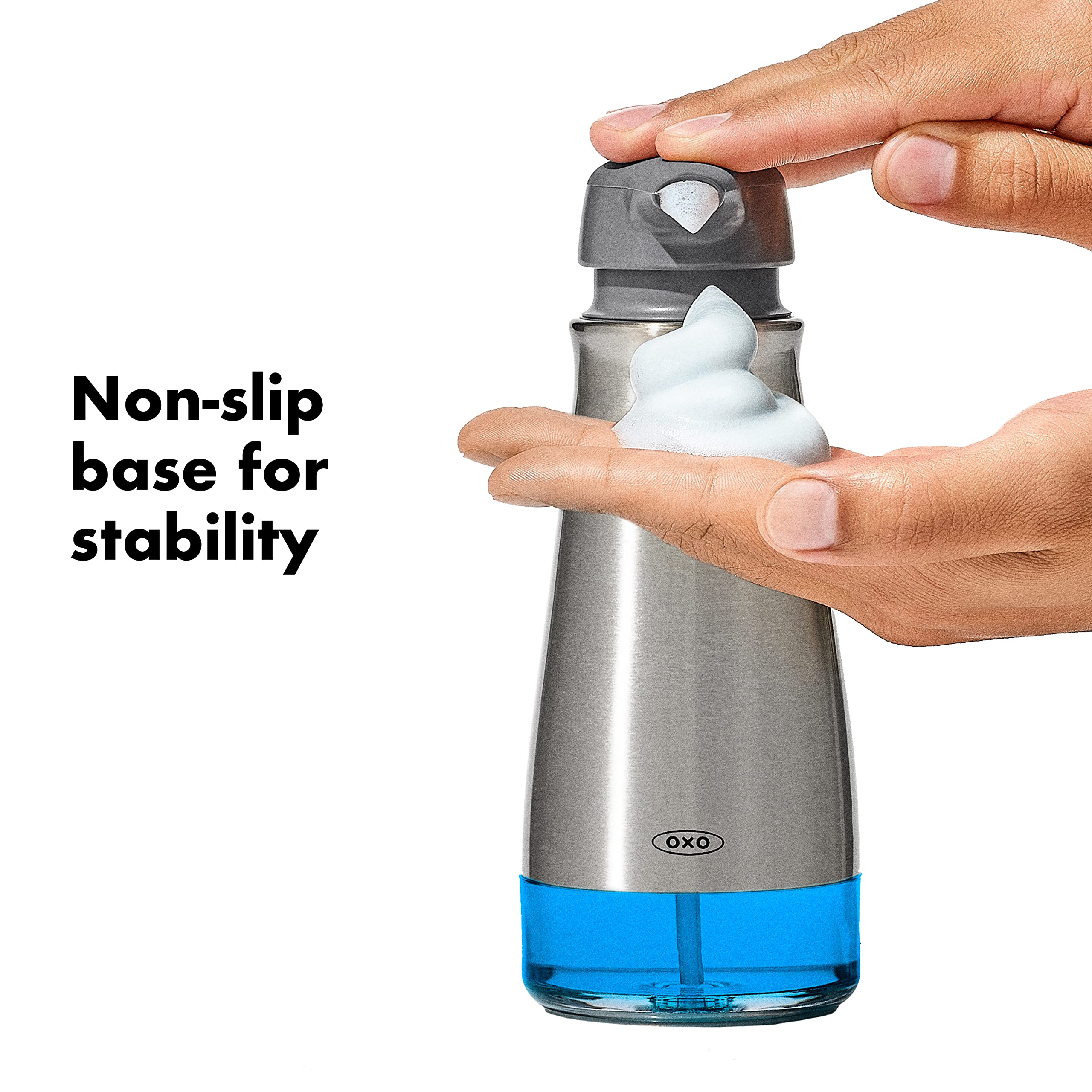 OXO Good Grips Stainless Steel Foaming Soap Dispenser and Stronghold Suction Sponge Holder