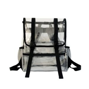 verdancy clear backpack transparent bookbag see through schoolbag with padded adjustable straps heavy duty pvc waterproof (black)