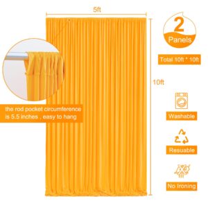 10x10 Marigold Backdrop Curtain for Parties Wrinkle Free Orange Photo Curtains Backdrop Drapes Fabric Decoration for Wedding Birthday Party Baby Shower 5ft x 10ft,2 Panels