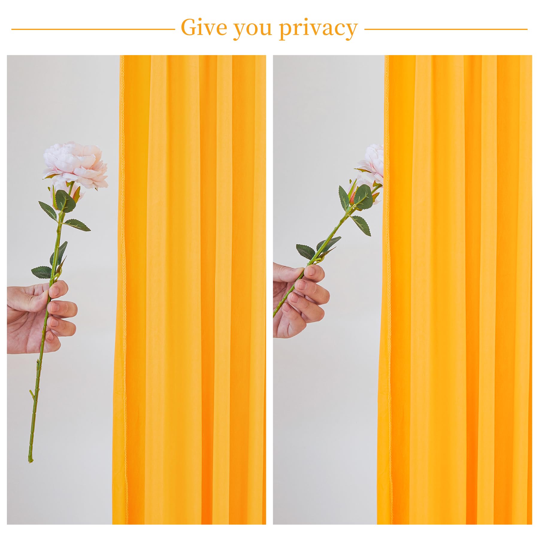 10x10 Marigold Backdrop Curtain for Parties Wrinkle Free Orange Photo Curtains Backdrop Drapes Fabric Decoration for Wedding Birthday Party Baby Shower 5ft x 10ft,2 Panels