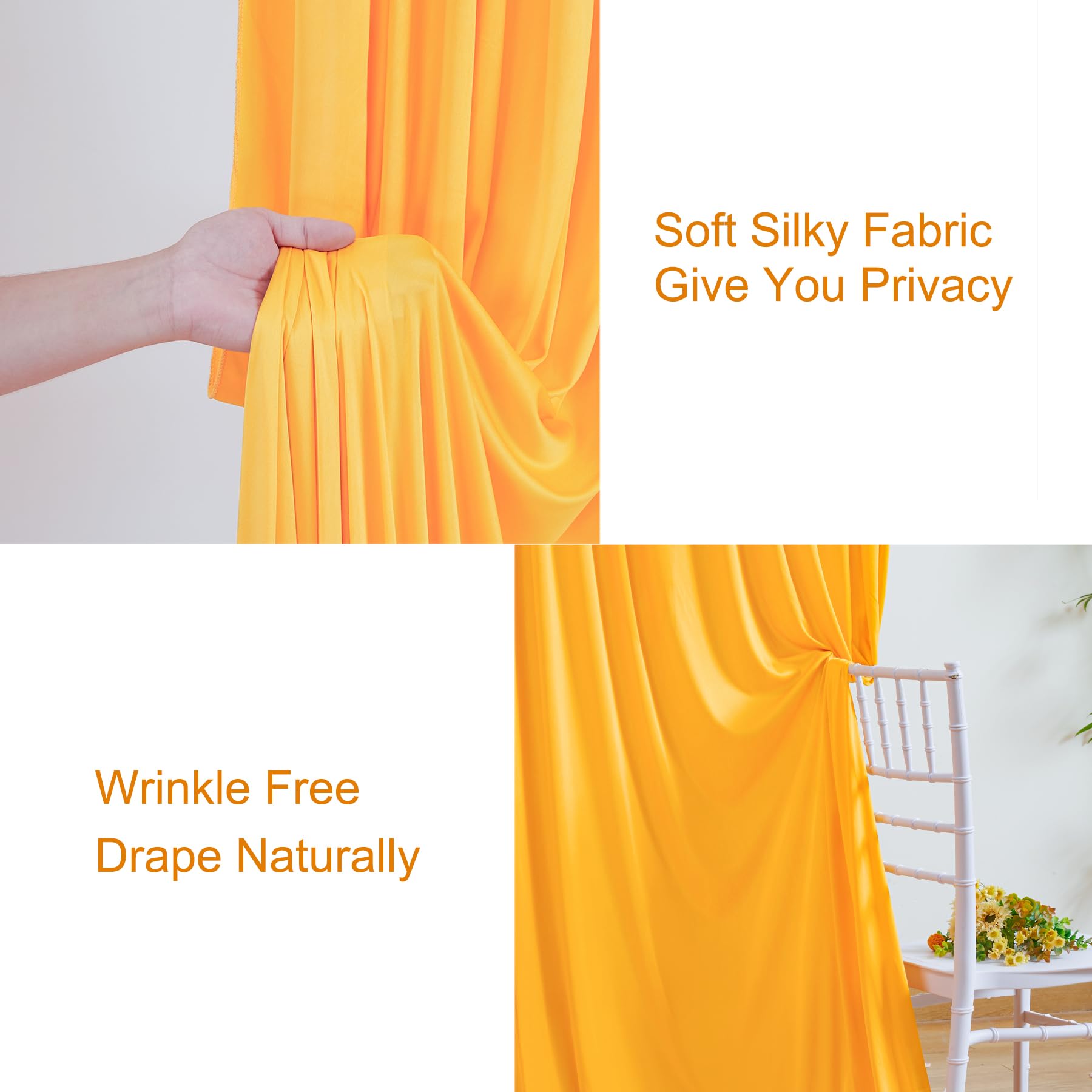 10x10 Marigold Backdrop Curtain for Parties Wrinkle Free Orange Photo Curtains Backdrop Drapes Fabric Decoration for Wedding Birthday Party Baby Shower 5ft x 10ft,2 Panels