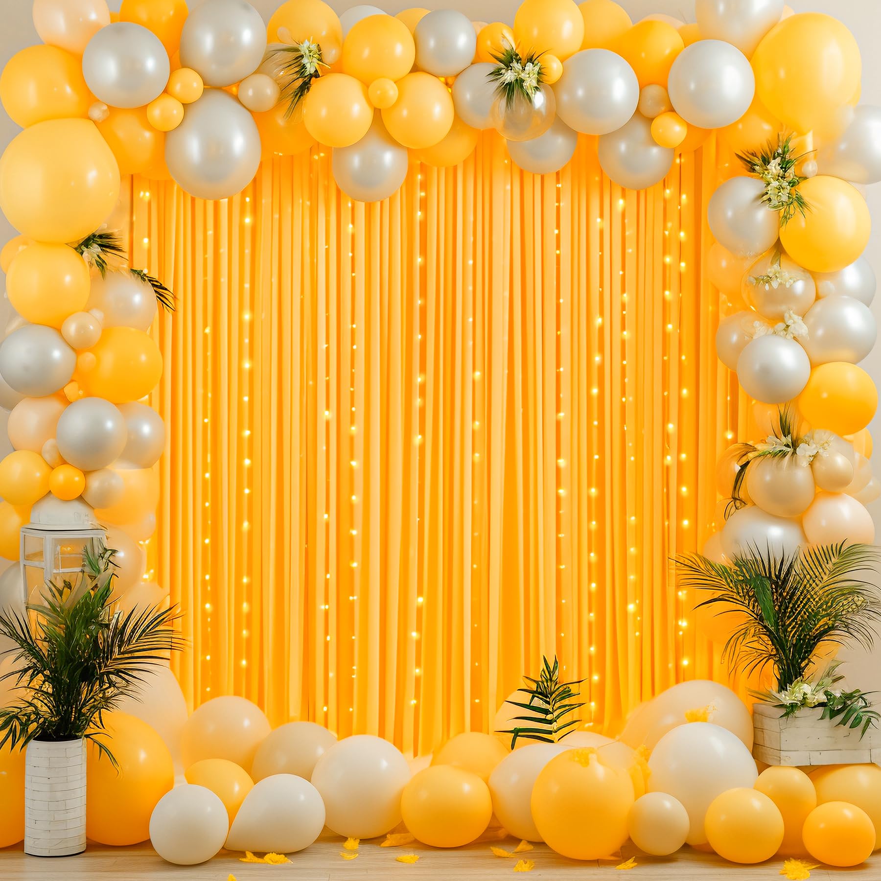 10x10 Marigold Backdrop Curtain for Parties Wrinkle Free Orange Photo Curtains Backdrop Drapes Fabric Decoration for Wedding Birthday Party Baby Shower 5ft x 10ft,2 Panels