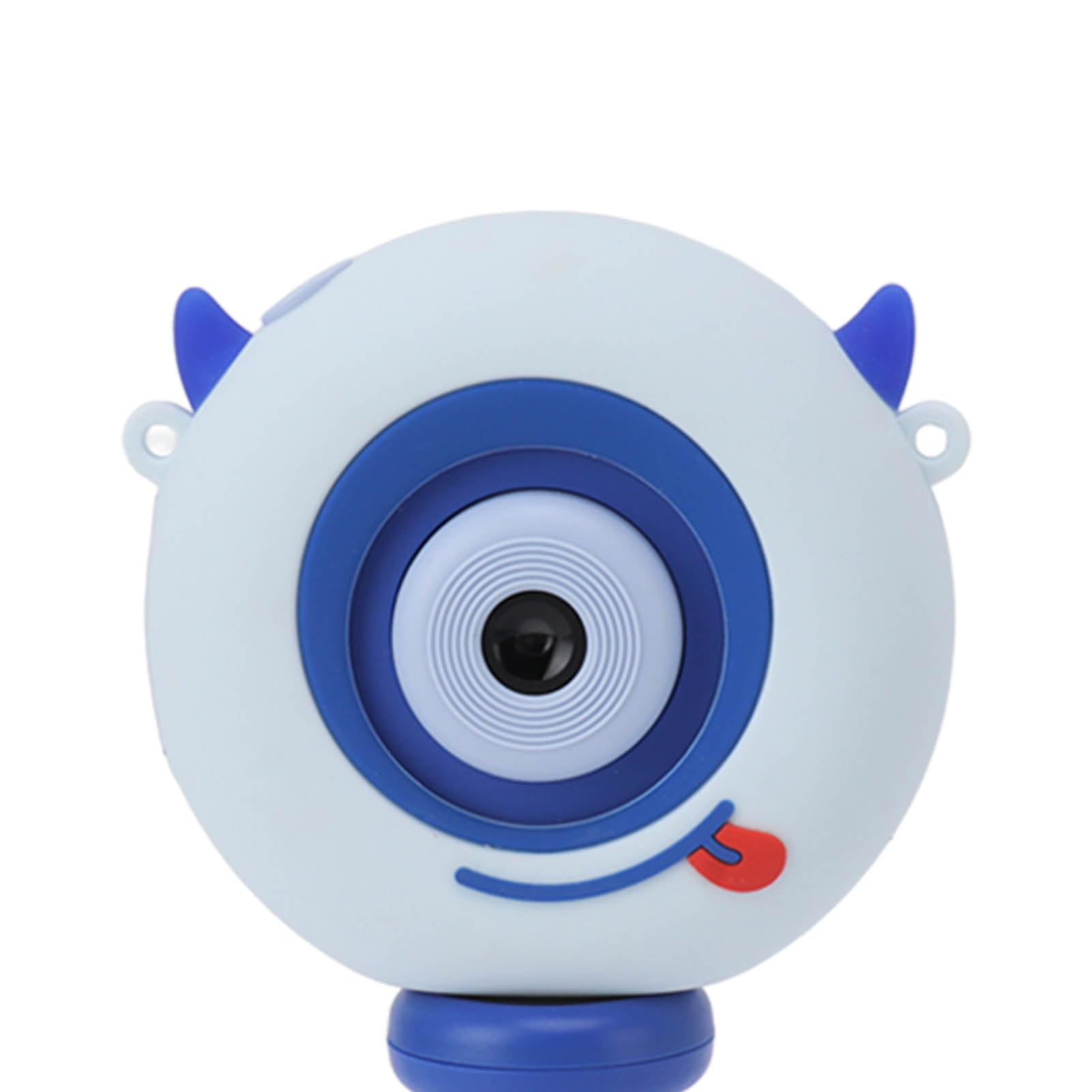 Fdit Kids Camera Abs Silicone Girls Artificial Swag Kids Video Camera with Stand for 3‑12 Years Old (Blue)