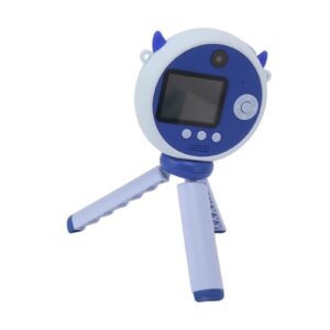 Fdit Kids Camera Abs Silicone Girls Artificial Swag Kids Video Camera with Stand for 3‑12 Years Old (Blue)