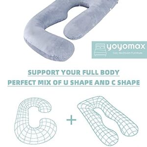 yoyomax Pregnancy Pillows, U Shaped Full Body Maternity Pillow Memory Foam Pregnancy Pillow with Removable Cover, 57 Inch Pregnancy Pillows for Sleeping, Washable, Removable Cover (Grey)