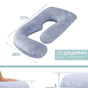 yoyomax Pregnancy Pillows, U Shaped Full Body Maternity Pillow Memory Foam Pregnancy Pillow with Removable Cover, 57 Inch Pregnancy Pillows for Sleeping, Washable, Removable Cover (Grey)