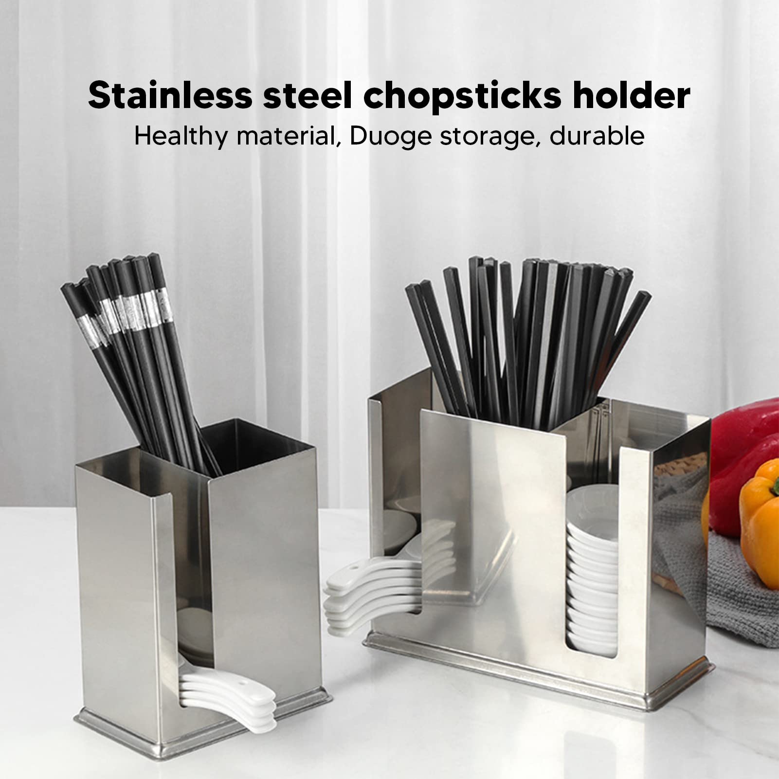 UPQRSG Utensil Holder, Stainless Steel Flatware Silverware Caddie Holder Basket Organizer, Hanging Rack Chopsticks Spoon Fork Knife Drainer Basket Storage Holder Organizer [3 Grids]