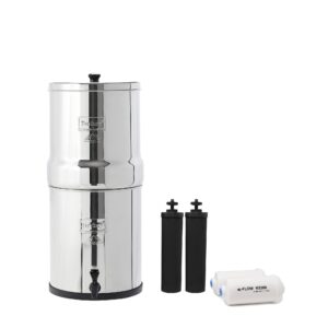 big berkey gravity-fed water filter system 2.25 gallon with 2 black berkey elements, 2 berkey pf-2 fluoride and arsenic reduction elements