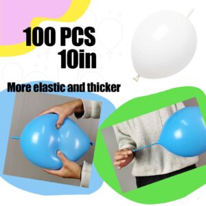 100 Pcs Quick Link Balloons White 10 inch, Latex Linking Balloons for Balloon Wall/Balloon Arches/Balloon Chains, Birthday Party Wedding Anniversary Graduation Arch Party Decor (white)