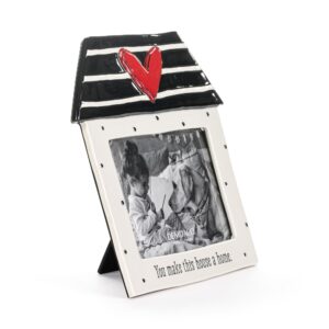 DEMDACO 5004830116 You Make This House a Home Black, White, and Red Stoneware Picture Frame Holds 5 x 7 Inch Photo