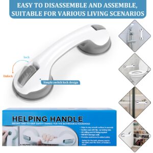 Shower Handle 1 Pack Grab Bars for Bathtubs & Showers, 12 inch Grab Bars for Bathroom with Strong Hold Suction Cup, Balance Bar Safety Hand Rail for Injury, Senior, Elderly Grey