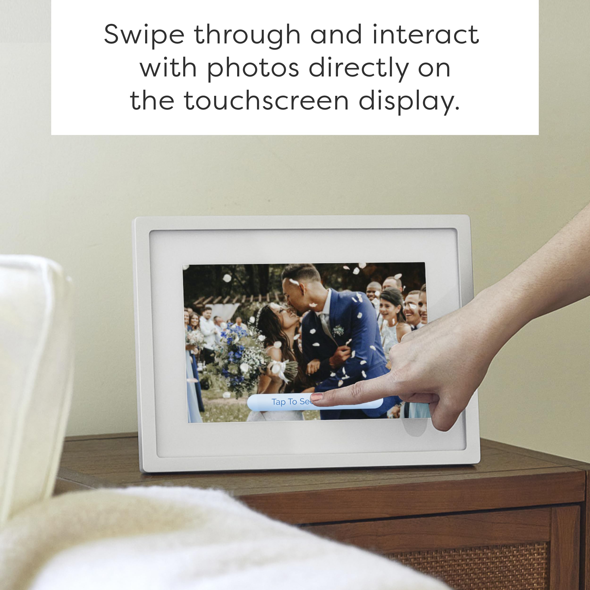 Skylight Digital Picture Frame - WiFi Enabled with Load from Phone Capability, Touch Screen Digital Photo Frame Display - Customizable Gift for Friends and Family - 10 Inch Silver