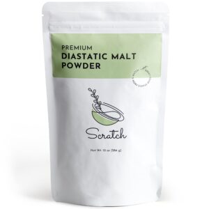 scratch diastatic malt powder for baking - (10oz) dried barley malt for baking bread - bread improver - premium baking ingredients for breads, pizzas, pretzels, desserts, shakes and more