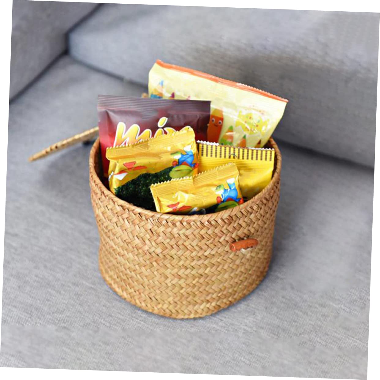 NOLITOY Bread Rattan Basket 2pcs Storage Box with Lid Seaweed Decorations To Weave Clamshell Woven Fruit Basket