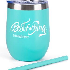 Birthday Gifts for Women Best Friends,BFF Gifts, Funny Friendship Gifts for Women, Birthday Gifts for Friends, Besties, Sister, Her, Woman - Wine Glass Tumbler - Mint (12 oz)