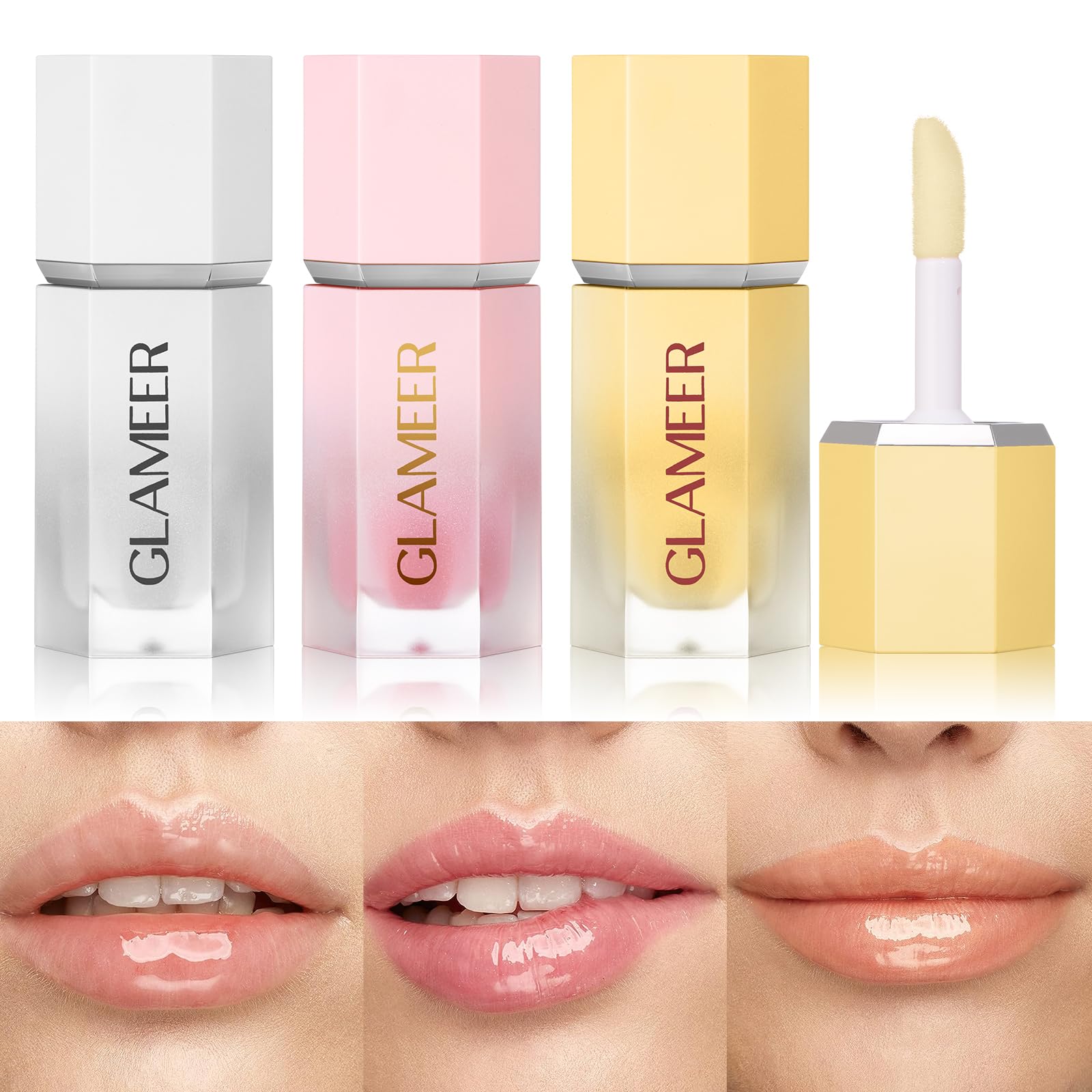 GLAMEER Moisturizing Lip Oil,Fruit Flavoured Lip Oil For Dry Lip,Lip Moisturizing Treatment Nourishing Lip Gloss, for Women Girls Lip Care Products