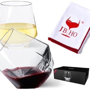 JBHO Polishing Cloth, Wine Glasses Polishing Cloths and Stemless Wine Glasses Set of 6, Red or White Small Wine Glass set - 10Oz