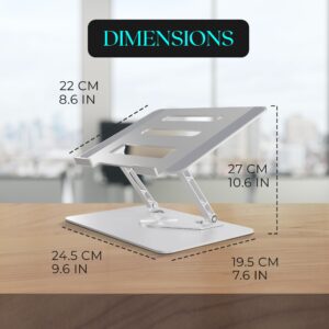 Elestoria Adjustable Foldable Laptop Stand for Desk - 360 Rotating Base, Heat Dissipation, Ergonomic Design