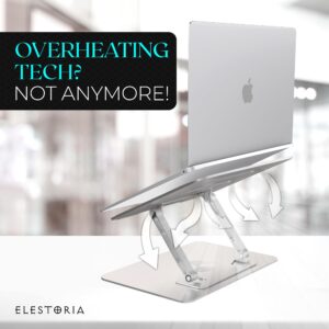 Elestoria Adjustable Foldable Laptop Stand for Desk - 360 Rotating Base, Heat Dissipation, Ergonomic Design