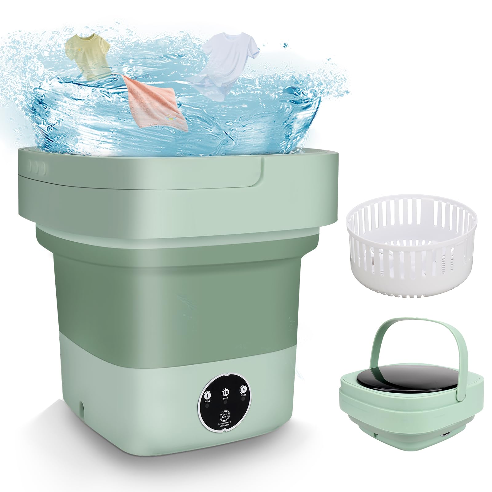 Portable Washing Machine, Foldable Mini Washing Machine, Small Portable Washer for Baby Clothes, Underwear or Small Items, Apartment, Dorm, Camping, RV Travel laundry