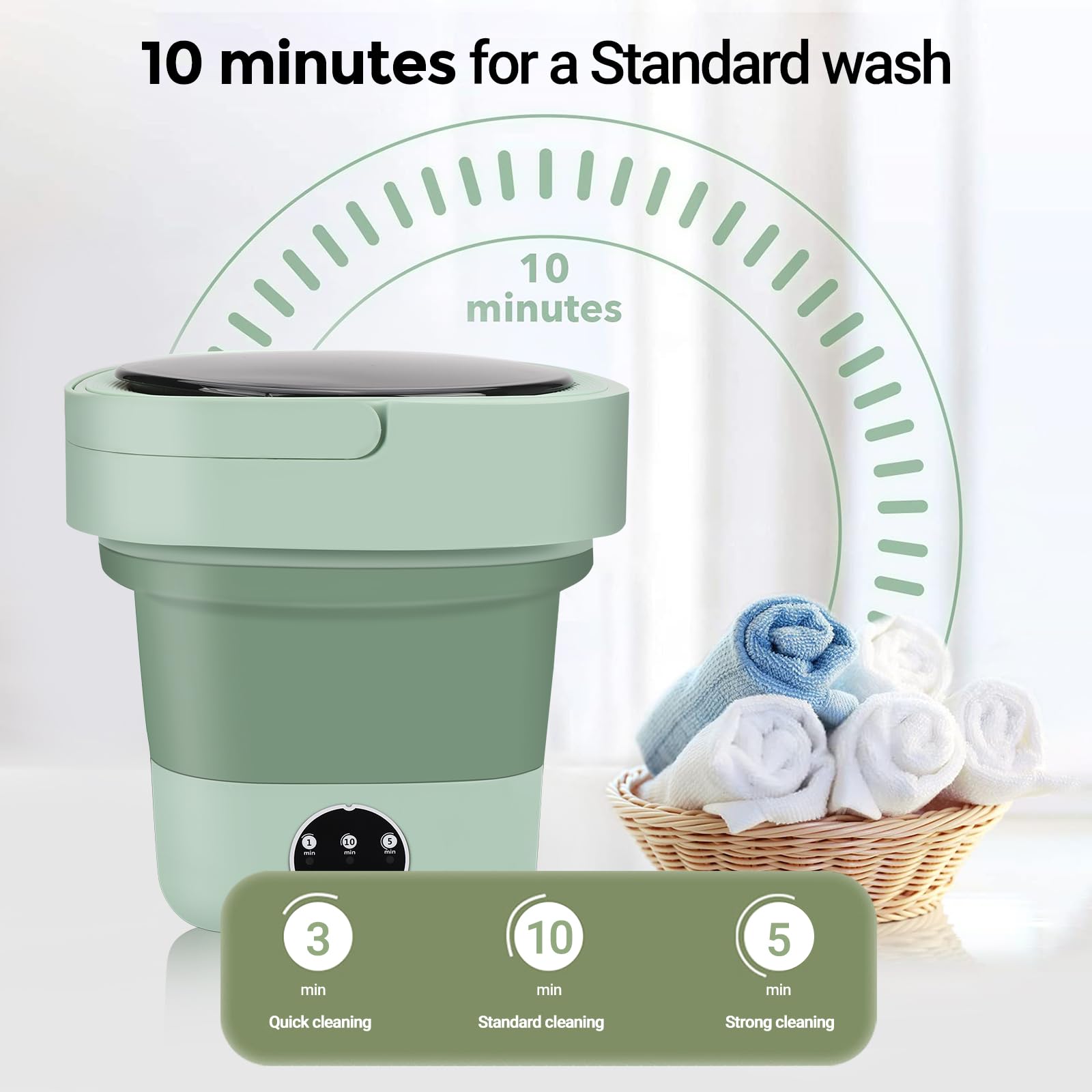 Portable Washing Machine, Foldable Mini Washing Machine, Small Portable Washer for Baby Clothes, Underwear or Small Items, Apartment, Dorm, Camping, RV Travel laundry