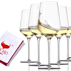 JBHO Polishing Cloth, Wine Glasses Polishing Cloths and 17 oz Lead-Free Wine Glasses Set of 6