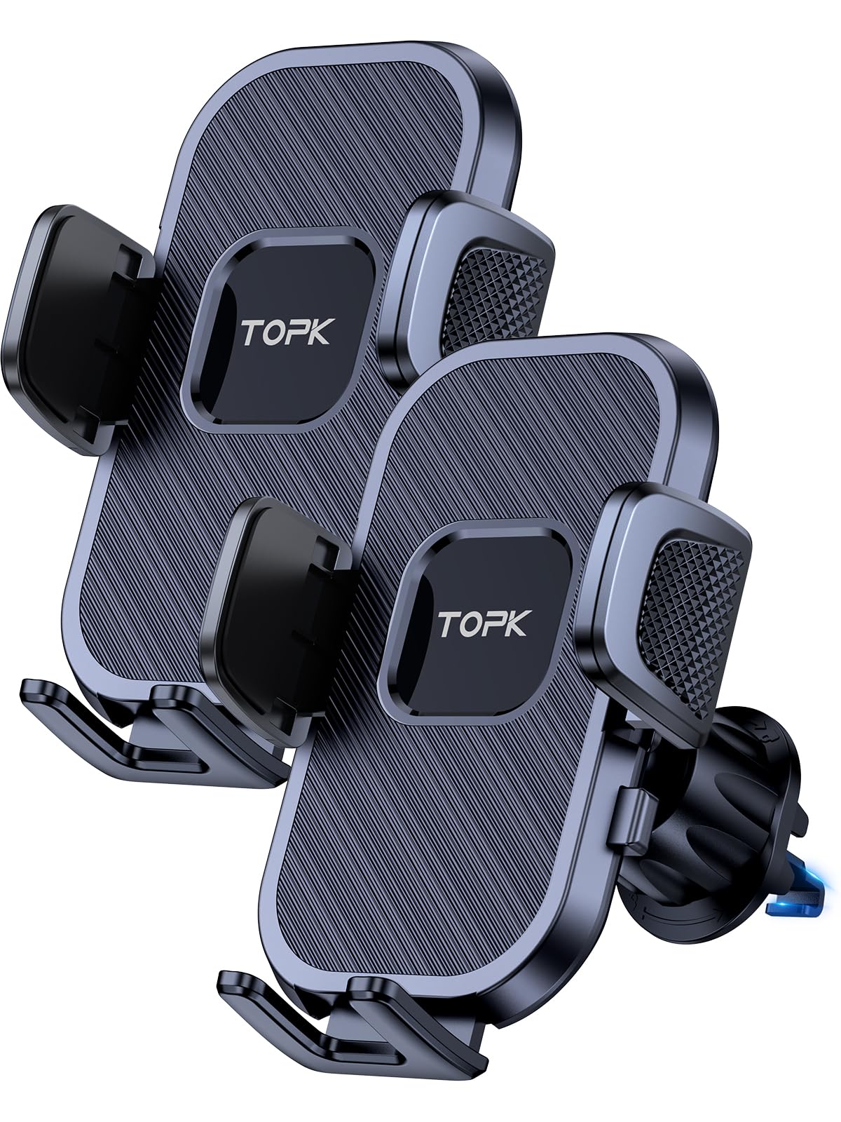 TOPK 2-Pack Phone Holders for Your Car [Wider Clamp & Metal Hook] Car Phone Mount [Thick Cases Friendly] Air Vent Clip Cell Phone Holder for Smartphone, iPhone, Automobile Cradles Universal