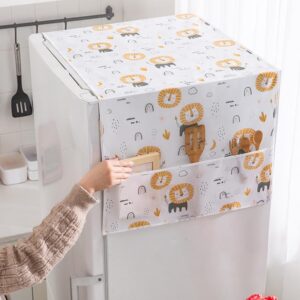 SHOUD Dust-Proof Refrigerator Cover Cotton Washing Machine Top Protector with Side Storage Bags,Fridge Dust Cover,Washing Machine Top Cover Front Load,Universal Cover Cloth for Home and Kitchen