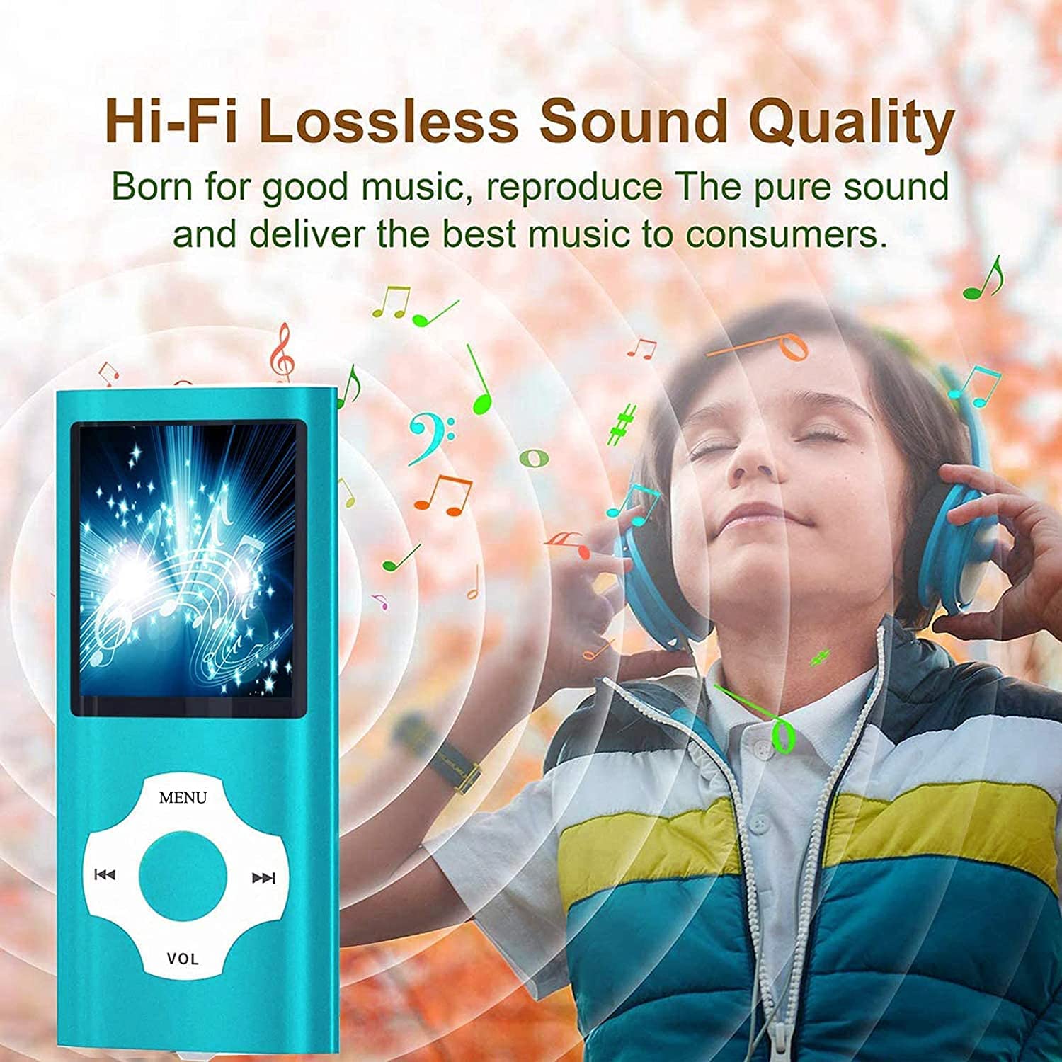 MP3 Player / MP4 Player, Hotechs MP3 Music Player with 32GB Memory SD Card Slim Classic Digital LCD 1.82'' Screen Mini USB Port with FM Radio, Voice Record