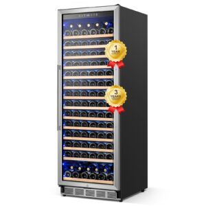 wine fridge freestanding,173 bottles 24 inch wine cooler refrigerator, tall wine fridge with compressor low noise fast cooling, upgraded door handle larger capacity wine cellars