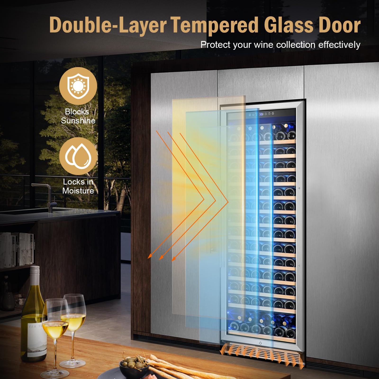 Wine Fridge Freestanding,173 Bottles 24 Inch Wine Cooler Refrigerator, Tall Wine Fridge with Compressor Low Noise Fast Cooling, Upgraded Door Handle Larger Capacity Wine Cellars