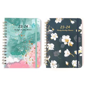 Hourly Weekly Planner, Academic Diary 2023-2024 Mid Year Diary July 2023-June 2024 A5 Week to View Twin-Wire Binding Weekly Planner with Hardcover for Home, School Office (Black)