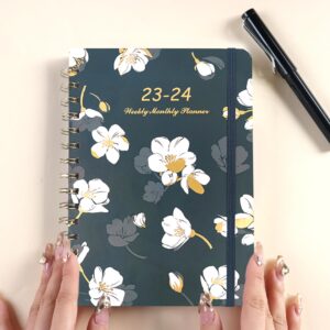 Hourly Weekly Planner, Academic Diary 2023-2024 Mid Year Diary July 2023-June 2024 A5 Week to View Twin-Wire Binding Weekly Planner with Hardcover for Home, School Office (Black)