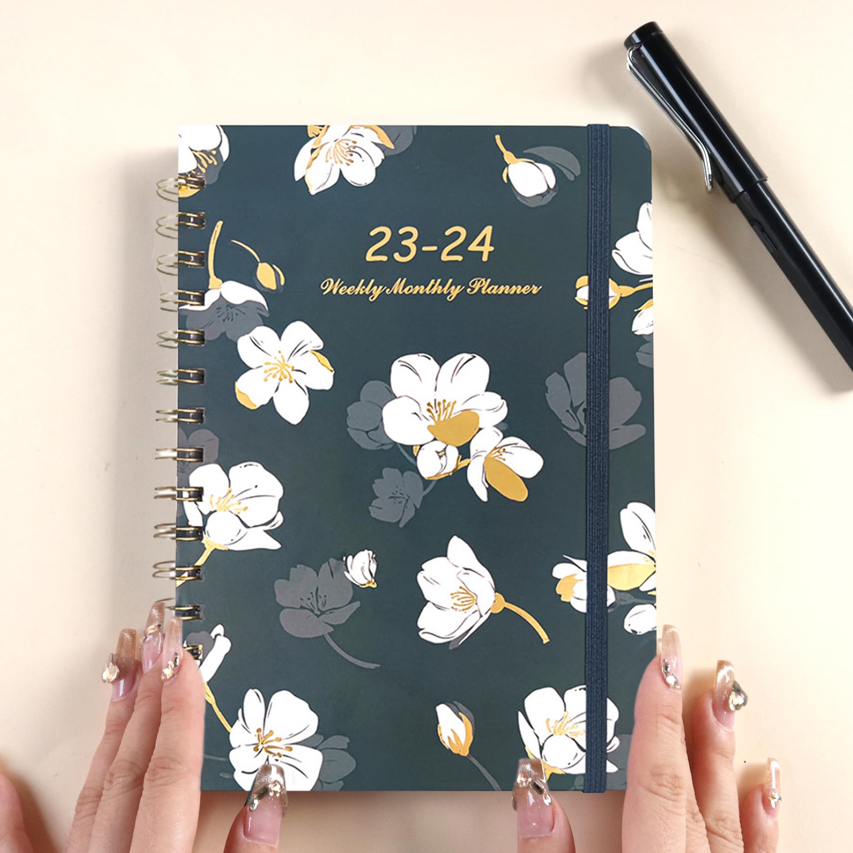 Hourly Weekly Planner, Academic Diary 2023-2024 Mid Year Diary July 2023-June 2024 A5 Week to View Twin-Wire Binding Weekly Planner with Hardcover for Home, School Office (Black)