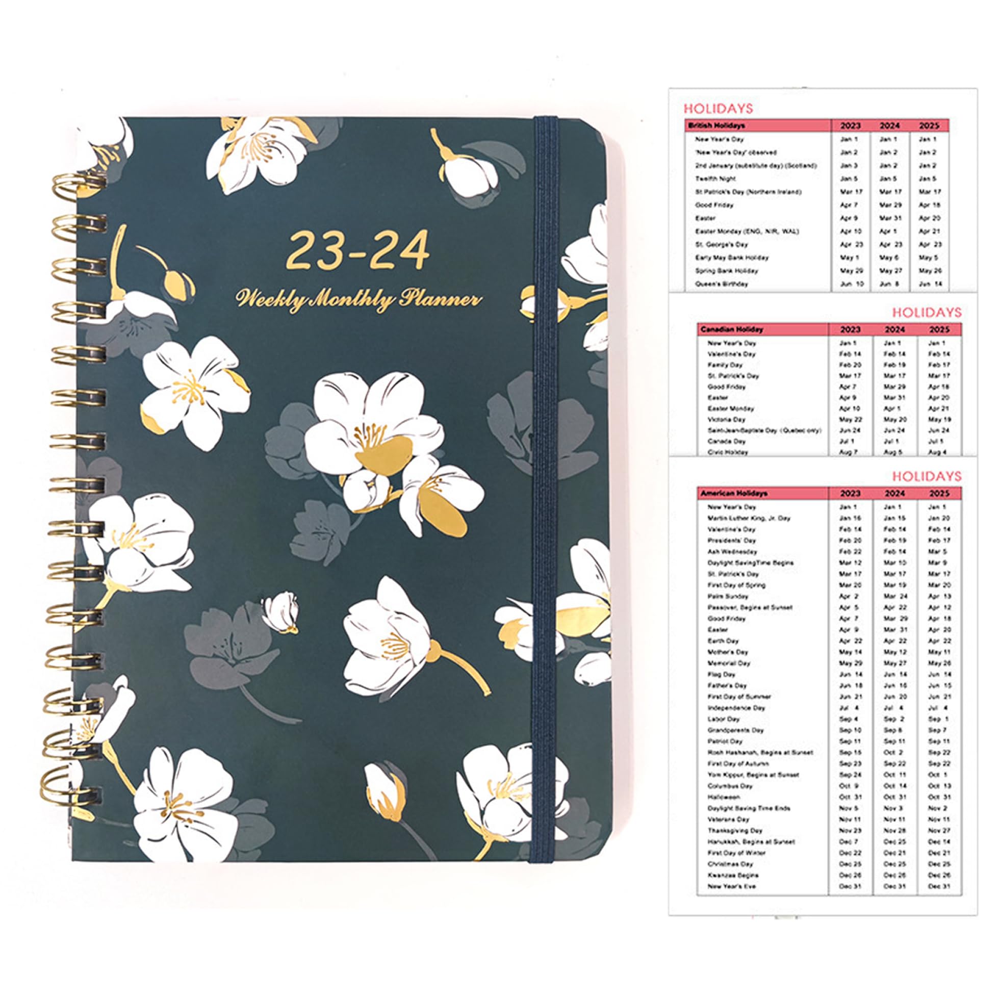 Hourly Weekly Planner, Academic Diary 2023-2024 Mid Year Diary July 2023-June 2024 A5 Week to View Twin-Wire Binding Weekly Planner with Hardcover for Home, School Office (Black)