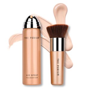 aaiffey airbrush foundation spray,silky foundation mist spray set with brush face primer makeup base moisturizing breathable lightweight (#01 ivory)