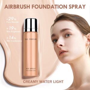 Aaiffey Airbrush Foundation Spray,Silky Foundation Mist Spray Set with Brush Face Primer Makeup Base Moisturizing Breathable Lightweight (#01 Ivory)